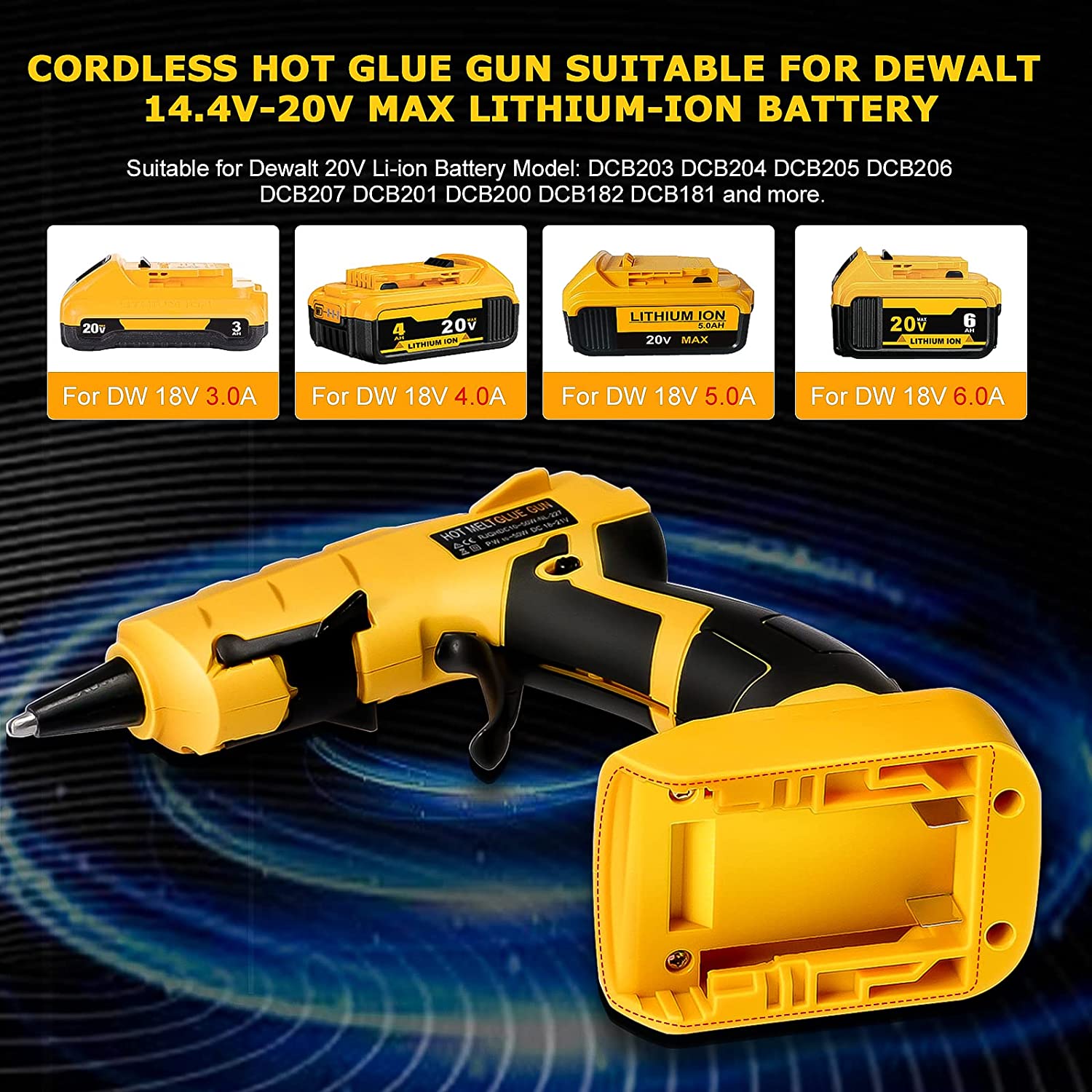 Dewalt得偉充電式熱膠槍,適用於 Dewalt 1820v Max 鋰離子電池,30 秒快速預熱熱熔膠槍帶 30 根膠棒(7150